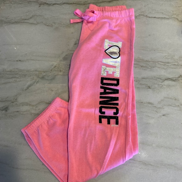 Justice | Bottoms | Justice Love Dance Bright Pink Sweatpants | Poshmark
